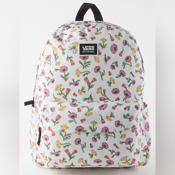 Vans | Bags | Vans White Floral Old School Backpack Zip Baxk To School ...